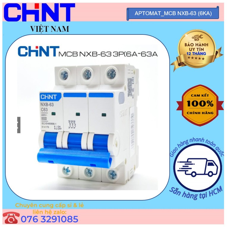(HÀNG CHINT*CHÍNH HÃNG) CB TÉP CHINT-APTOMAT MCB 3 PHA CHINT-DÒNG CẮT 6KA | Shopee Việt Nam
