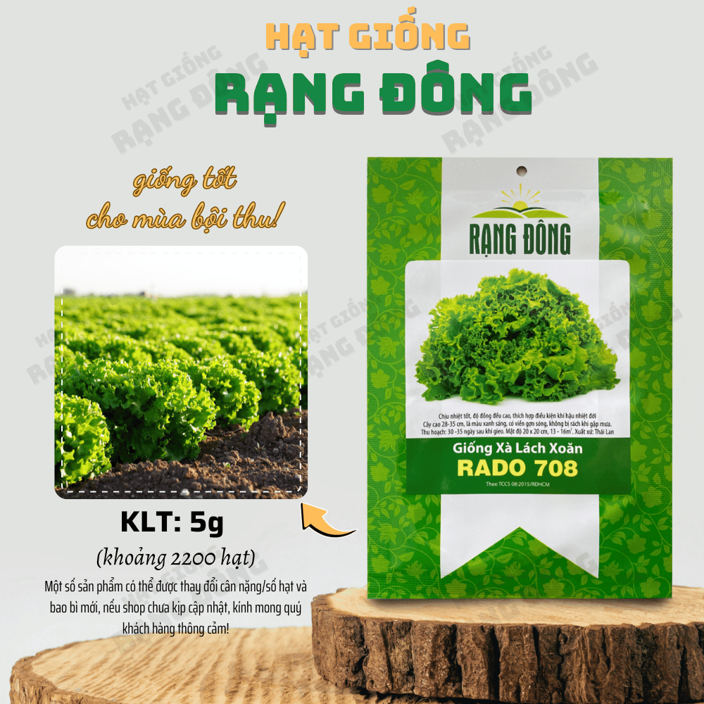 Hạt giống Xà Lách Xoăn Rado 708 (5g~2200 hạt) chịu nhiệt tốt, trồng quanh năm, nhanh thu hoạch ...