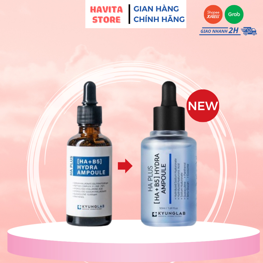 Serum căng bóng da Kyung Lab chính hãng HA PLUS, tinh chất cấp nước [HA+B5] HYDRA AMPOULE 50ml ...