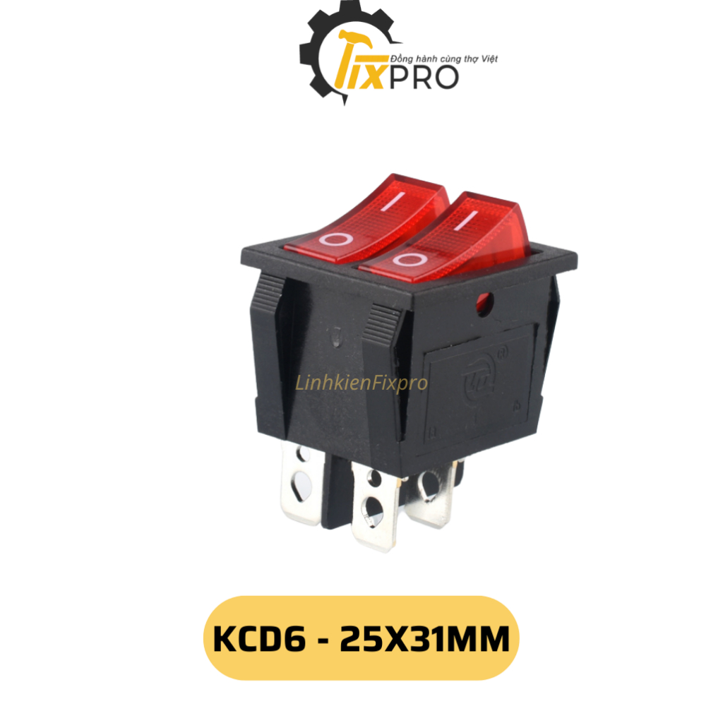 Công tắc bập bênh đôi KCD6 15A 250V 6 chân có đèn 25x31mm | Shopee Việt Nam