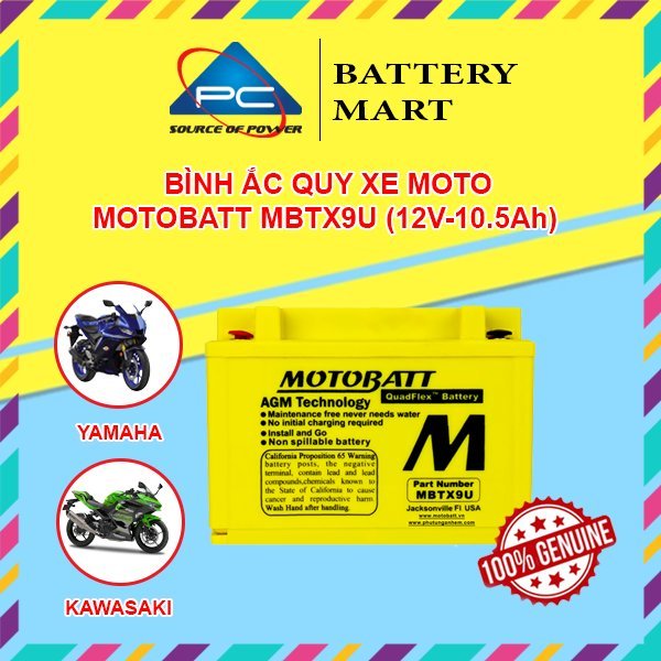 Ắc quy xe moto phân khối lớn MOTOBATT MBTX9U 12V - 10.5AH, thương hiệu ...