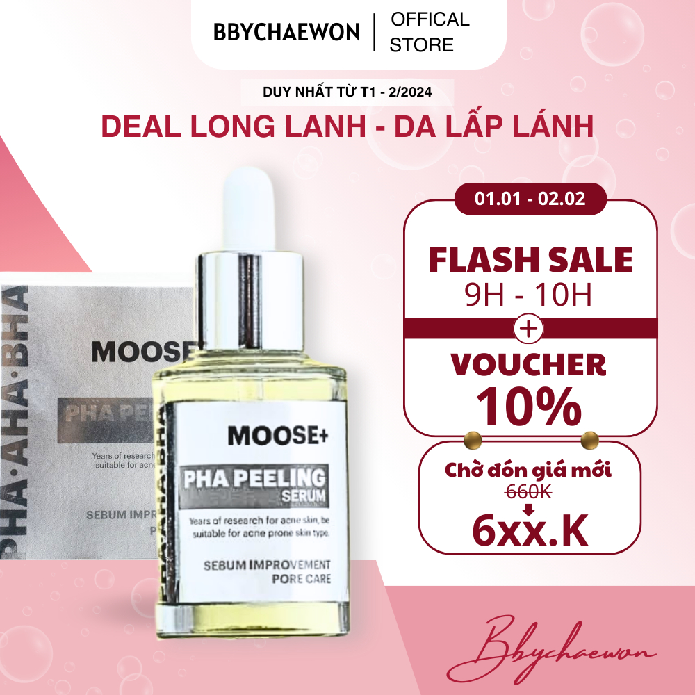Serum dưỡng trắng da mặt tinh chất Peel da PHA Moose+ 30ml Hàn Quốc tái ...