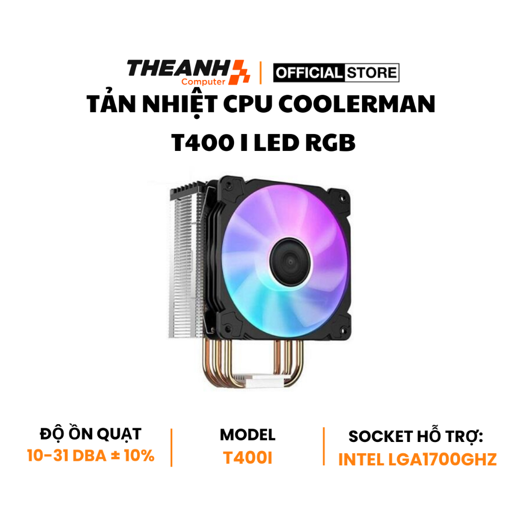 Tản nhiệt CPU CoolerMan T400i Led RGB| 66 CFM | 2.28W Theanh 88 ...