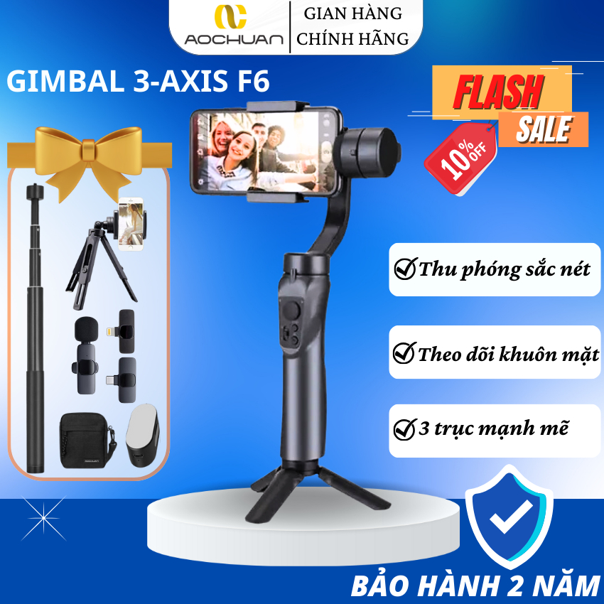 Gimbal chống rung 3-AXIS F6, Tay cầm chống rung điện thoại giá rẻ, Gậy quay phim kết nối ...