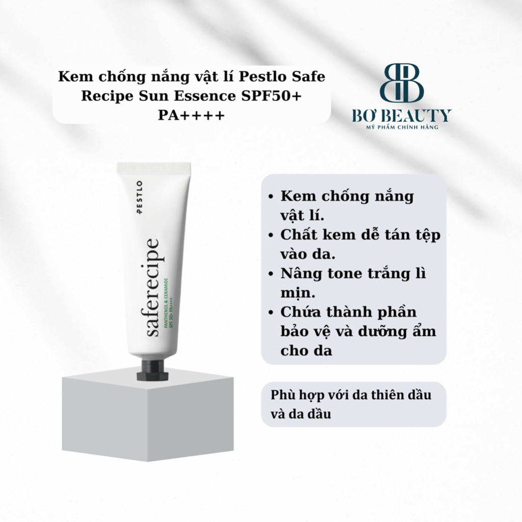 Kem chống nắng vật lí Pestlo Safe Recipe Sun Essence SPF50+ PA ...