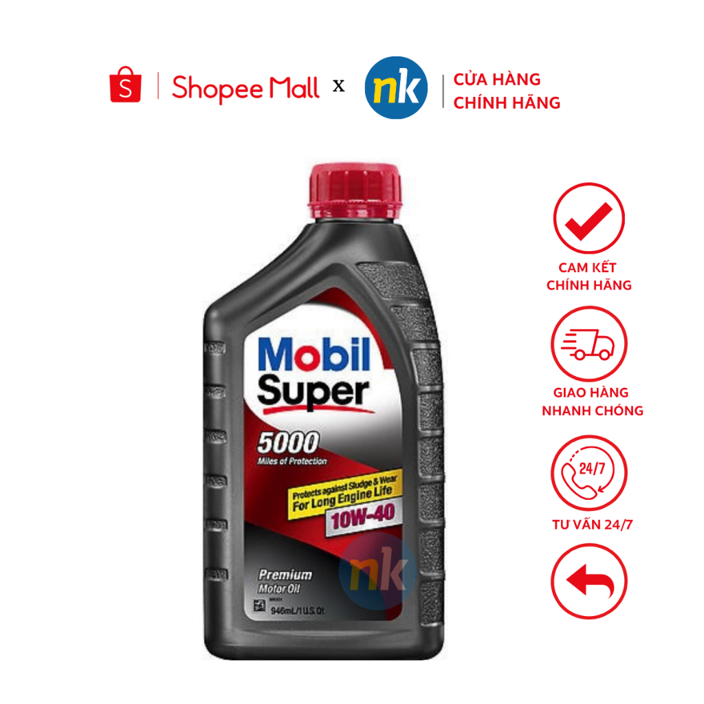 Nhớt xe tay ga cao cấp, xe ô tô Mobil Super 5000 SAE 10W40 946ml NK ...