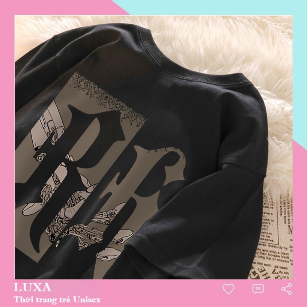 Áo thun tay lỡ unisex nam nữ Chữ RR LUXA, Áo phông unisex form rộng ...