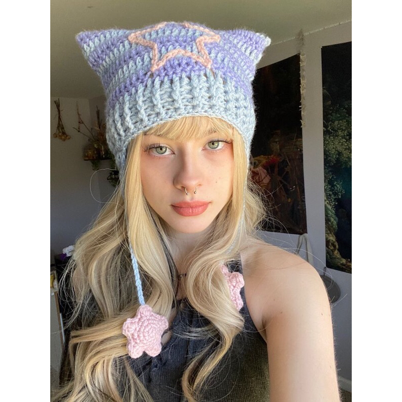 [Có Sẵn] Mũ Cat Beani có dây Y2K-HANDMADE | Shopee Việt Nam