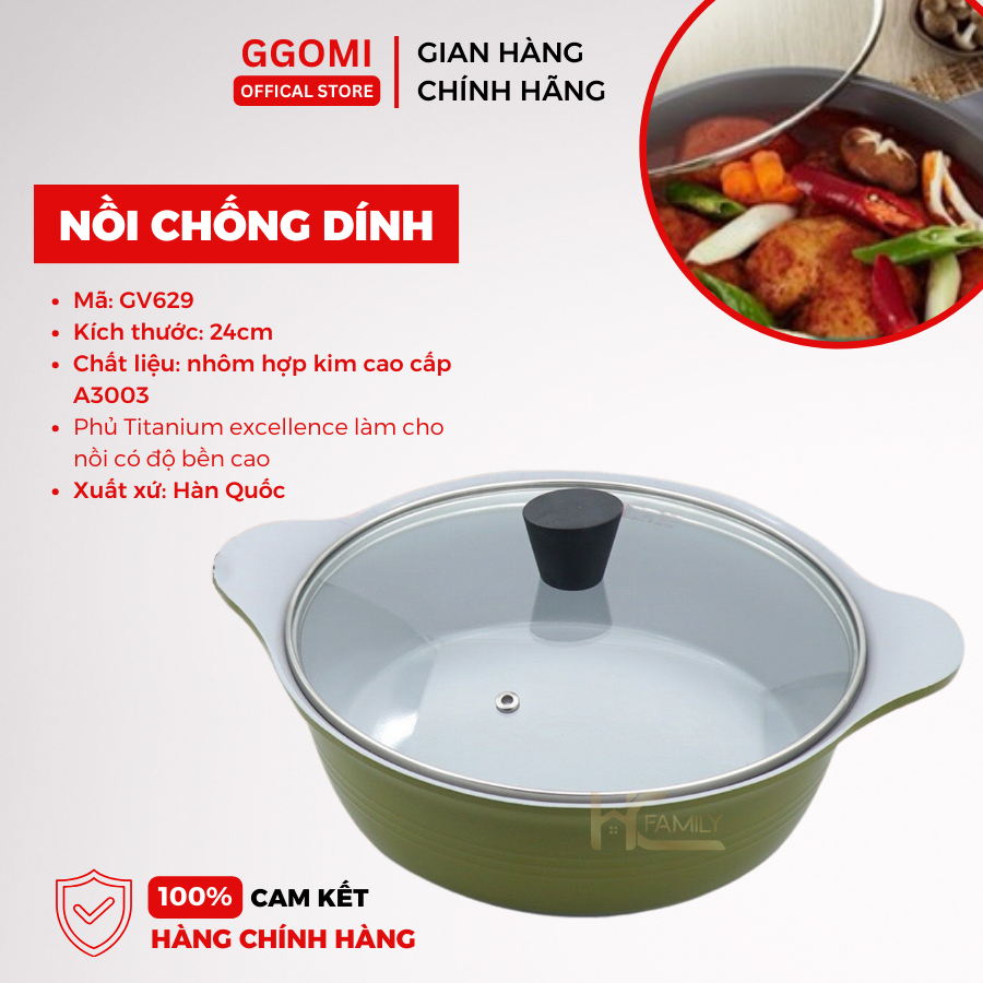 Nồi chống dính GGOMI Stone 24cm GV629 chất liệu nhôm hợp kim cao cấp nhập khẩu Hàn Quốc | Shopee ...