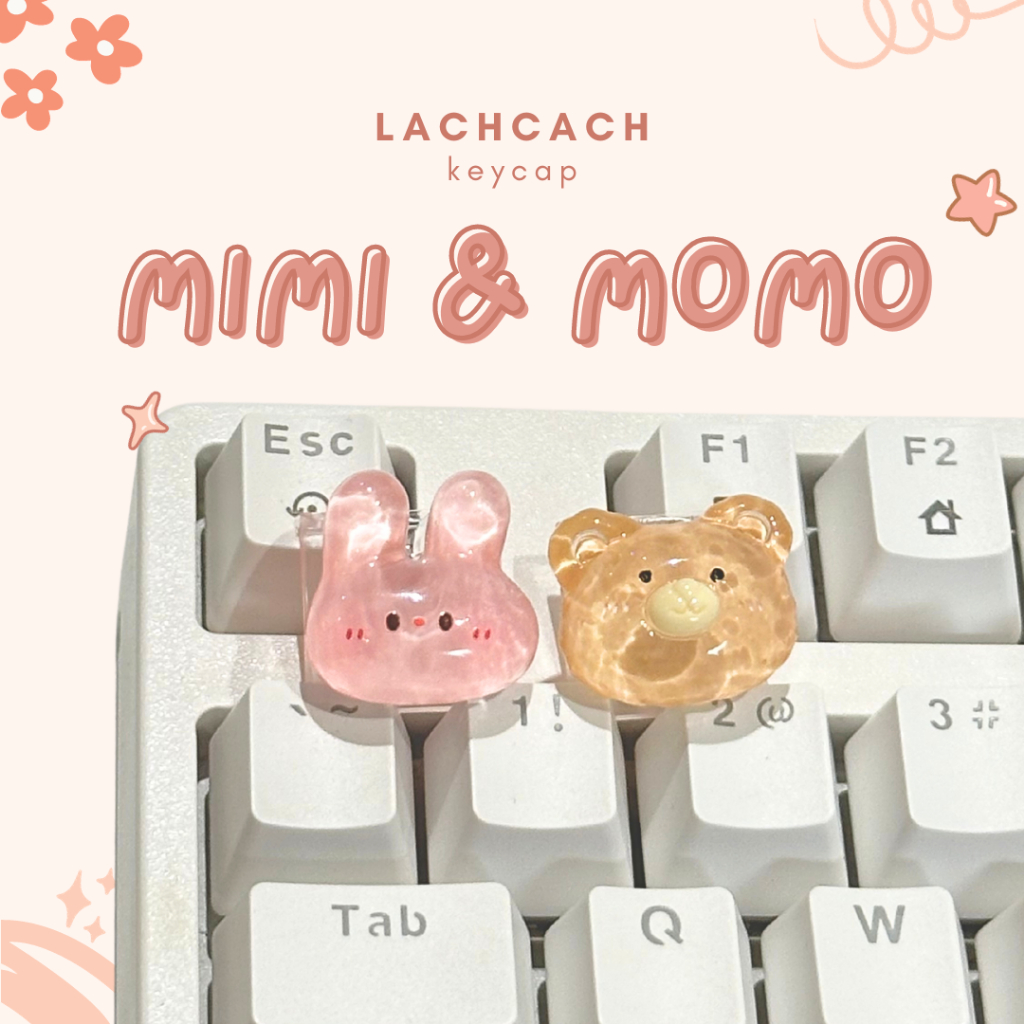 Keycap Mimi & Momo | Keycap Thỏ Hồng Gấu Nâu | Phụ Kiện Phím Cơ ...