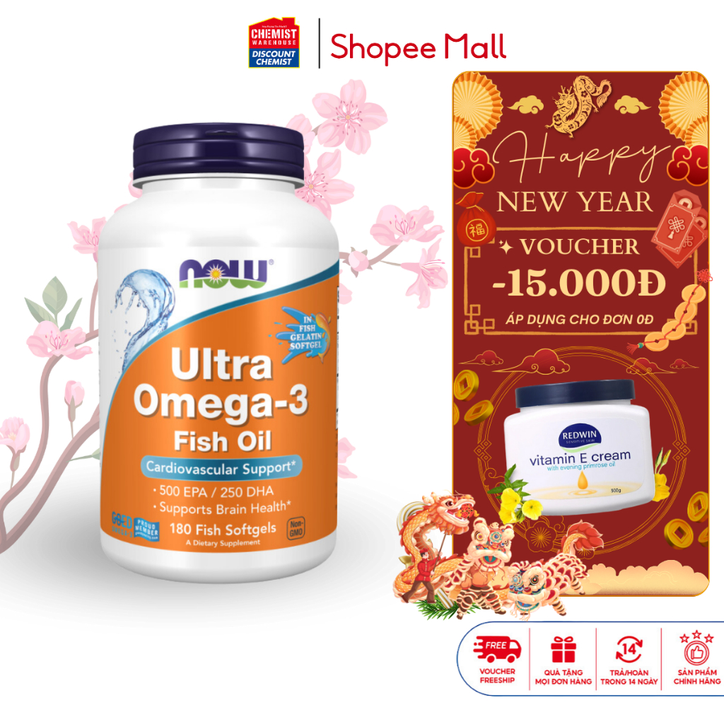 Dầu cá Now Ultra Omega-3 500 EPA/250 DHA 90 viên giảm chất béo trung ...
