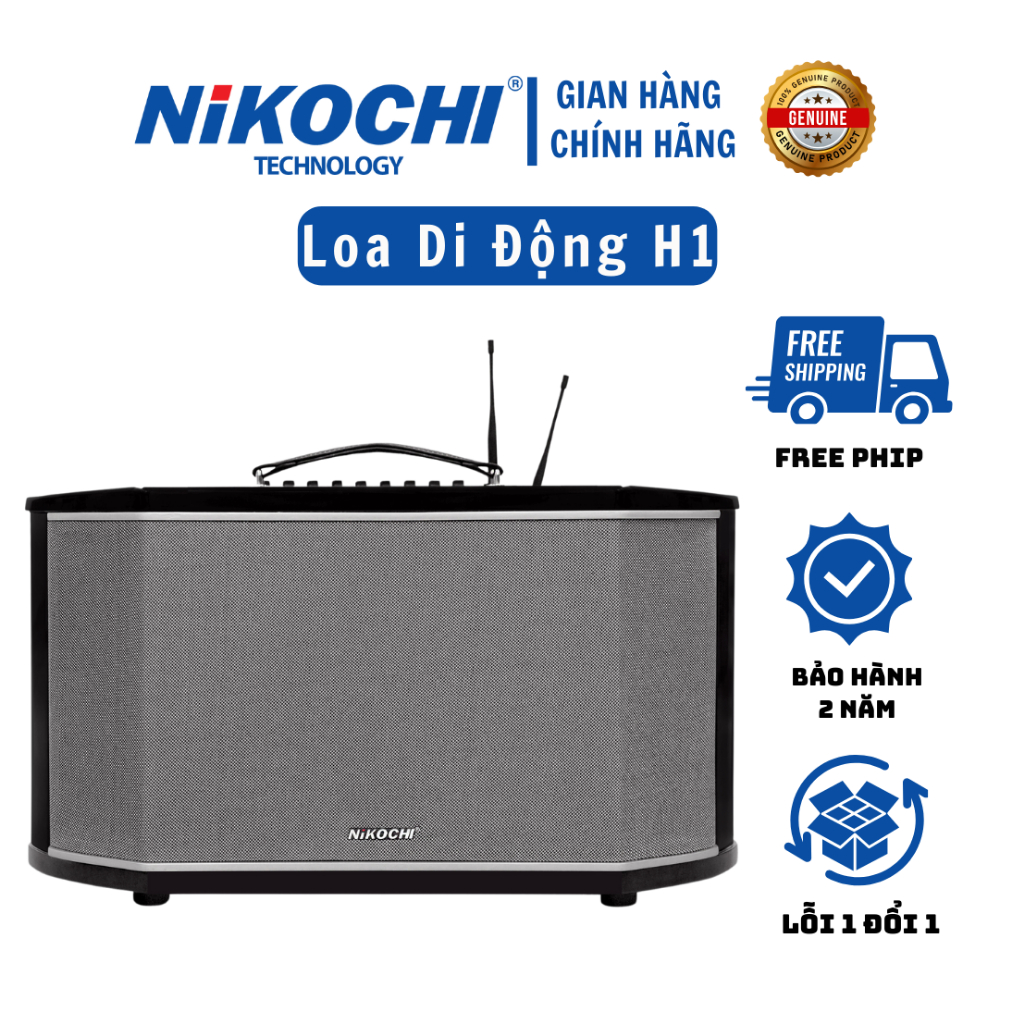 Loa di động H1 Nikochi, kết nối bluetooth loa nghe nhạc thiết kế nhỏ gọn công suất cao, âm sắc ...