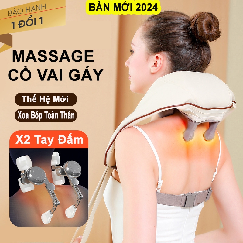 Máy massage cổ vái gáy x2 con lăn quà tặng ý nghĩa cho gia đình người thân massa cột sống tác ...