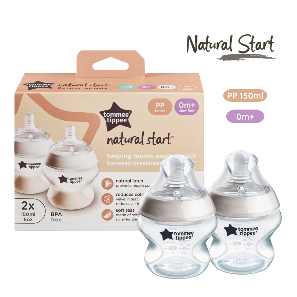 Bình Sữa PP Ty Siêu Mềm Tự Nhiên Tommee Tippee Natural Start 150ml, 260ml, 340ml, Cho Bé Từ Sơ ...