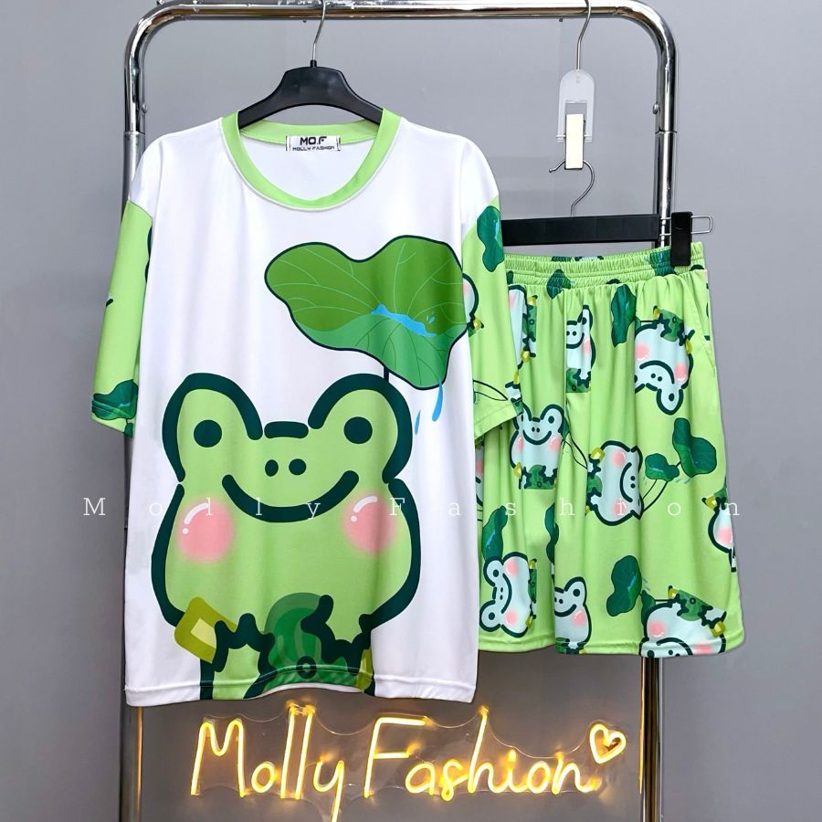 Đồ bộ nữ mặc nhà CHÚ ẾCH XANH đồ bộ nam hoạt hình bigsize đi biển Freesize Molly Fashion ...
