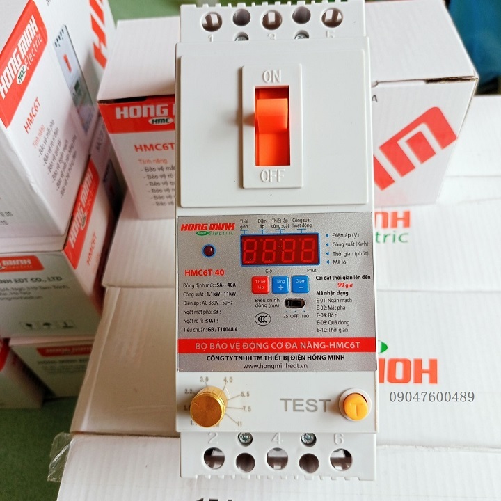 APTOMAT, CẦU DAO BẢO VỆ CHỐNG MẤT PHA HMC6T, HẸN GIỜ TẮT CHO ĐỘNG CƠ, MÁY BƠM 3 PHA 380V 40A VÀ ...