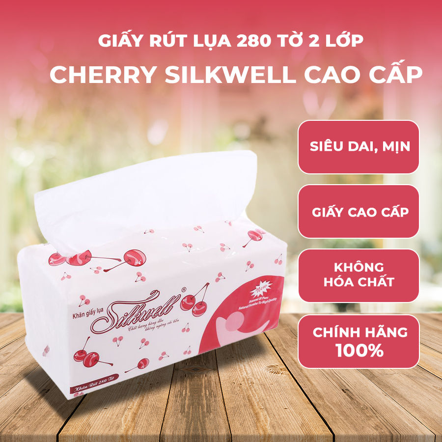 Giấy rút lụa chính hãng Silkwell Cherry 280 tờ không bụi, không mùi ...
