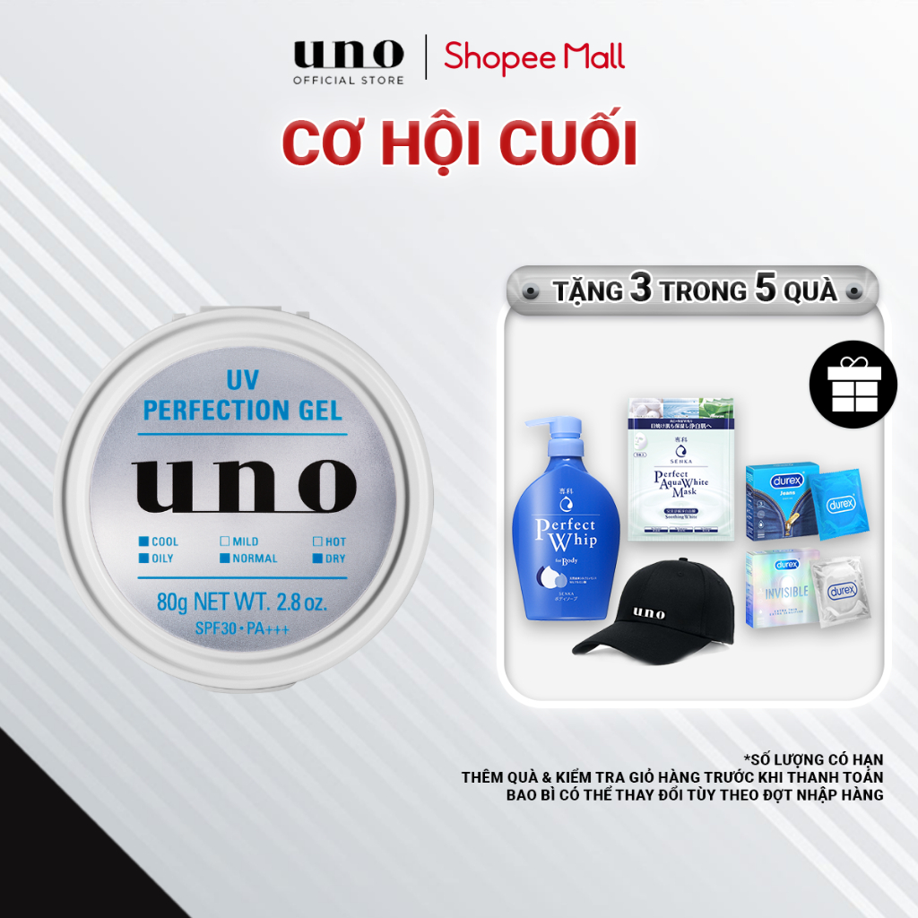 Kem ngày Dạng gel Dưỡng trắng Kiềm dầu 5 trong 1 UNO UV Perfection Gel 80g | Shopee Việt Nam