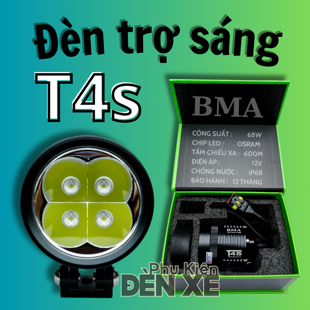 Đèn trợ sáng BMA T4s ( 66w ) T4S Ánh sáng GOM , Lắp xe máy . BẢO HÀNH 1 NĂM CHÍNH HÃNG | Shopee ...