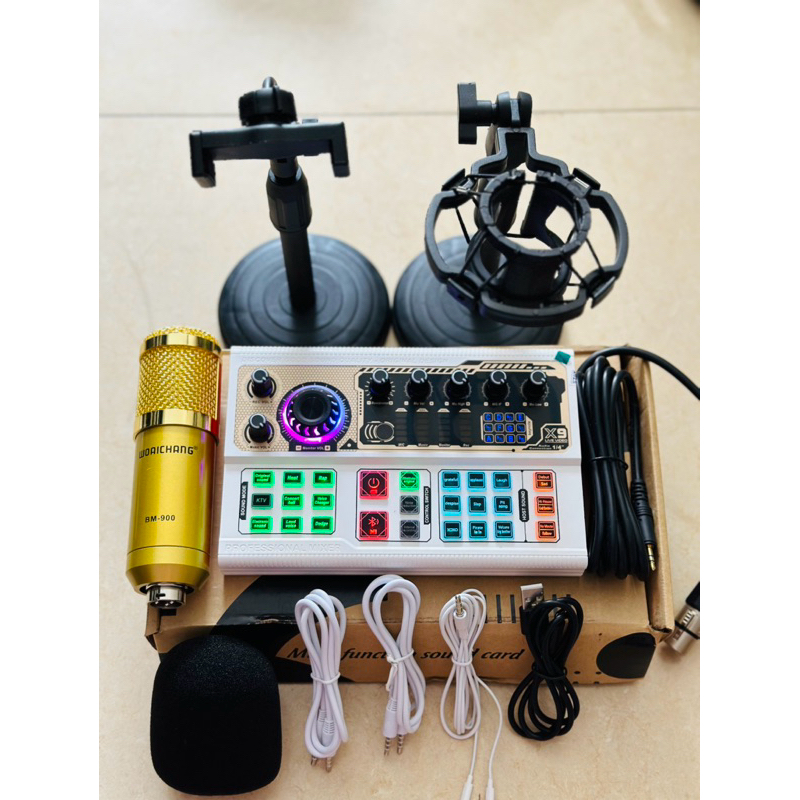 Bộ micro livestream BM900 và sound card X9 chuyên thu âm chuyển nghiệp ...