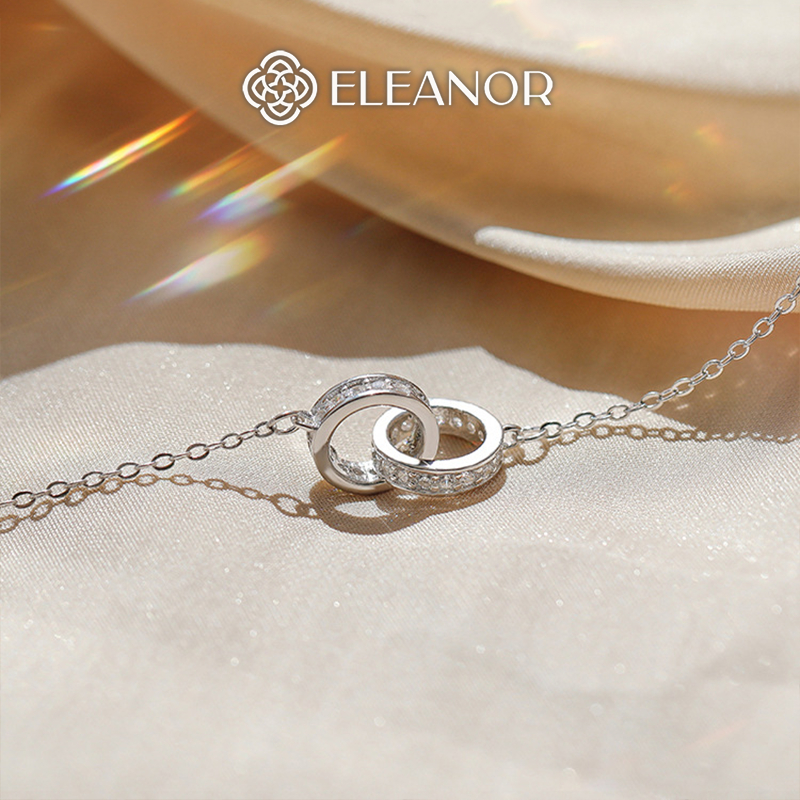 Dây chuyền nữ titan Eleanor Accessories kiểu vòng tròn đôi đính đá vòng ...