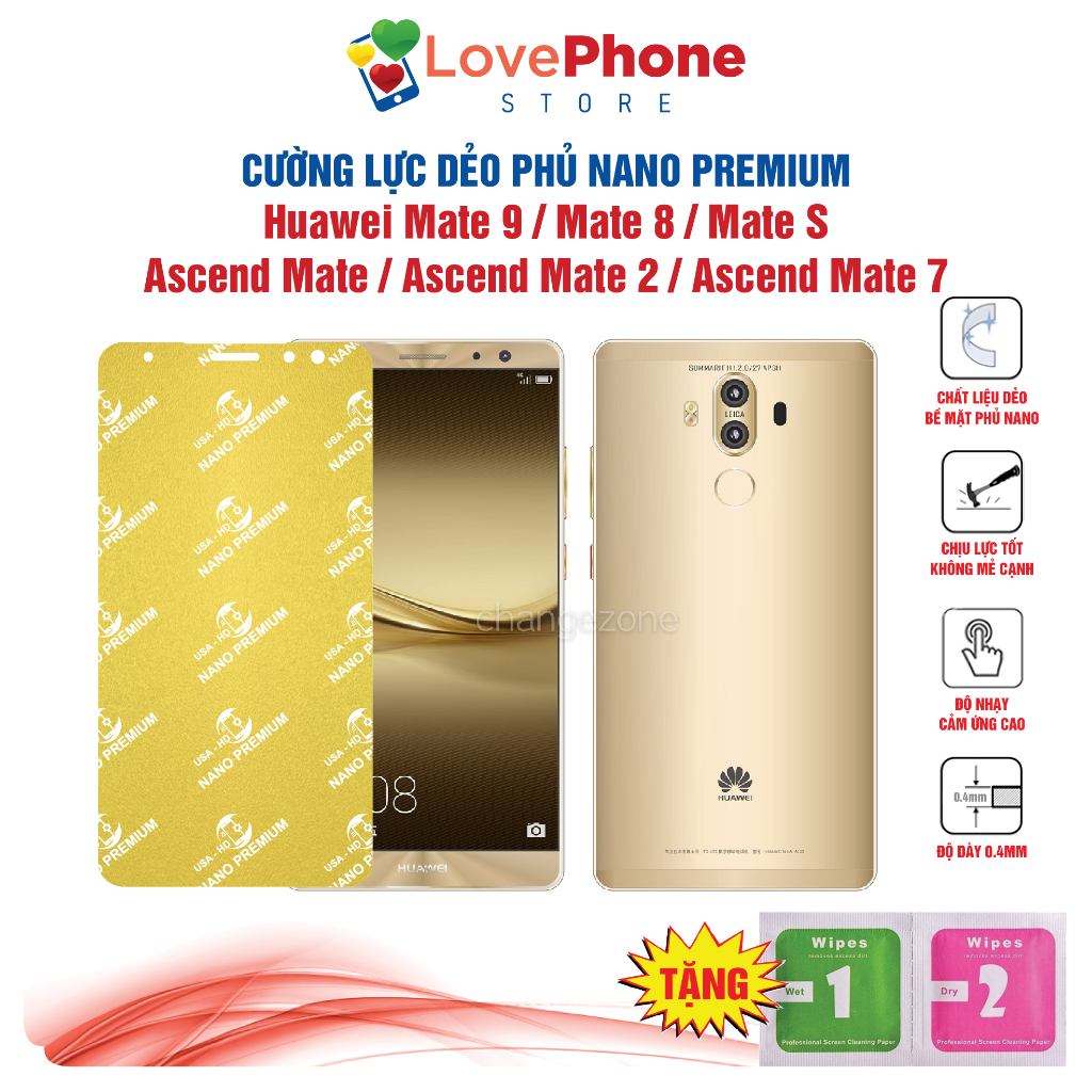 Cường lực Huawei Mate 8/ Mate 9/ Mate Ascend - 2 - 7 dẻo phủ Nano Premium chống xước bảo vệ màn ...