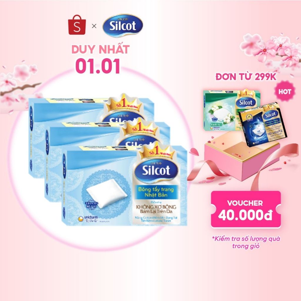Bộ 3 hộp Bông trang điểm (bông tẩy trang) Silcot 82 miếng/hộp | Shopee ...