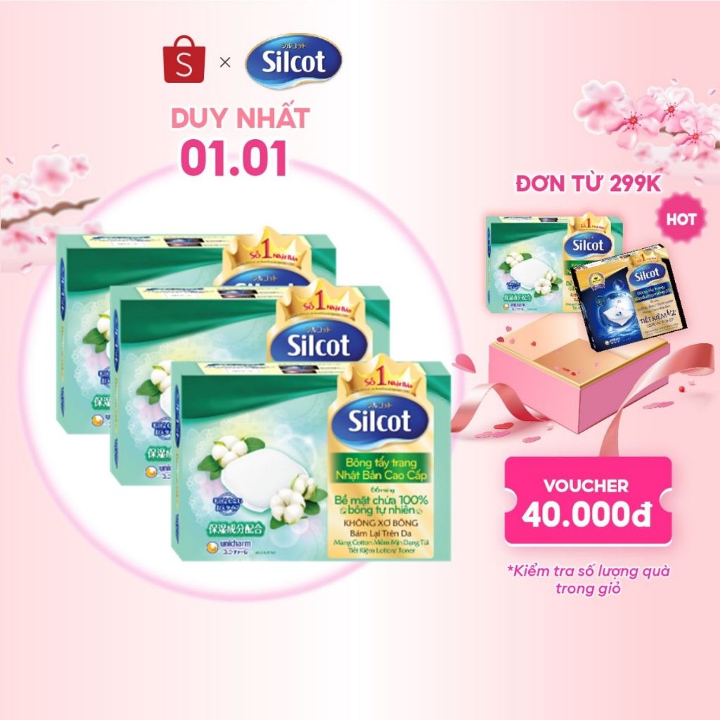 Bộ 3 hộp Bông trang điểm (bông tẩy trang) cao cấp Silcot Premium 66 ...