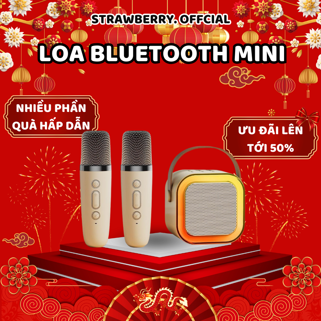Loa Bluetooth Karaoke Mini K12 kèm mic không dây âm thanh bass hay cùng ...