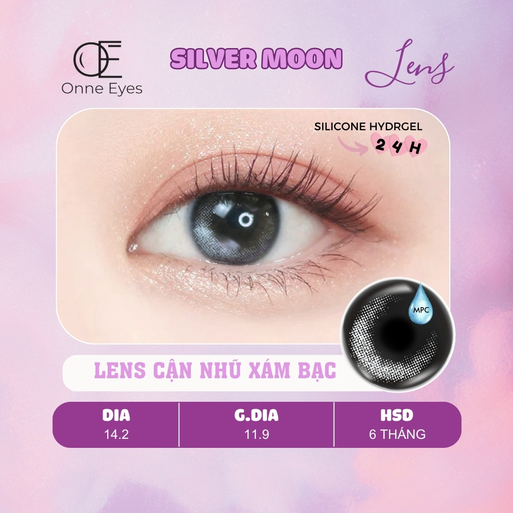 Kính áp tròng ONNEEYES lens cận nhũ xám bạc chất liệu MPC Silicone cho ...