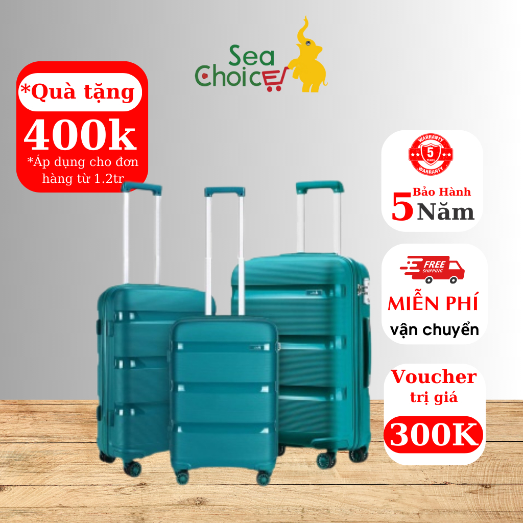 Vali du lịch Cao Cấp Sea Choice 2092 chất liệu PP Size 14+20/24/28'' có khóa TSA Bánh xe 360 ...
