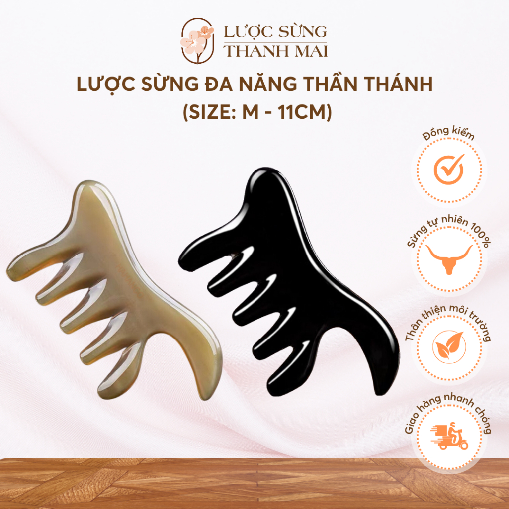Lược massage đầu đa năng Thần Thánh (Size: M - 11cm) Chuyên dụng Massage | LƯỢC SỪNG THANH MAI ...