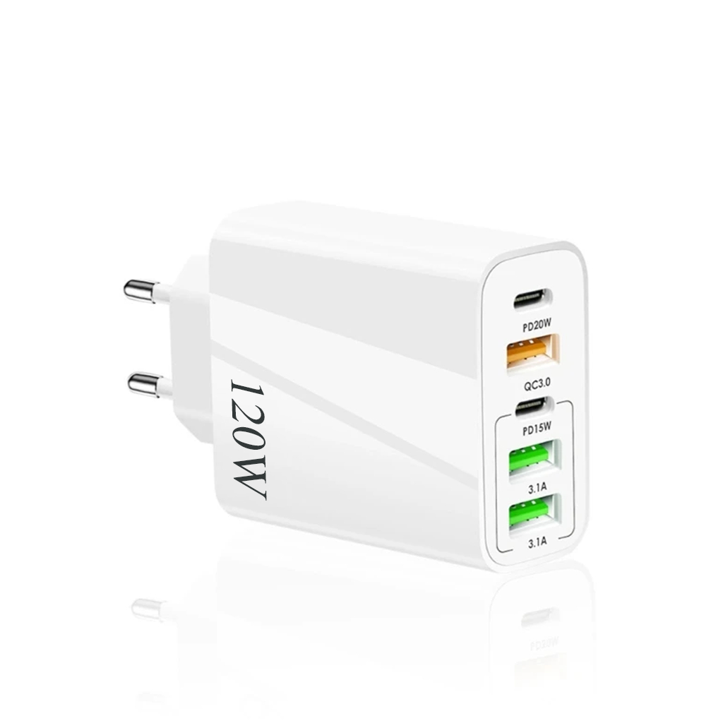 Cốc Sạc Nhanh Travel Charger 120W GaN 5-Port Fast Charger Set ( 3 USB ...