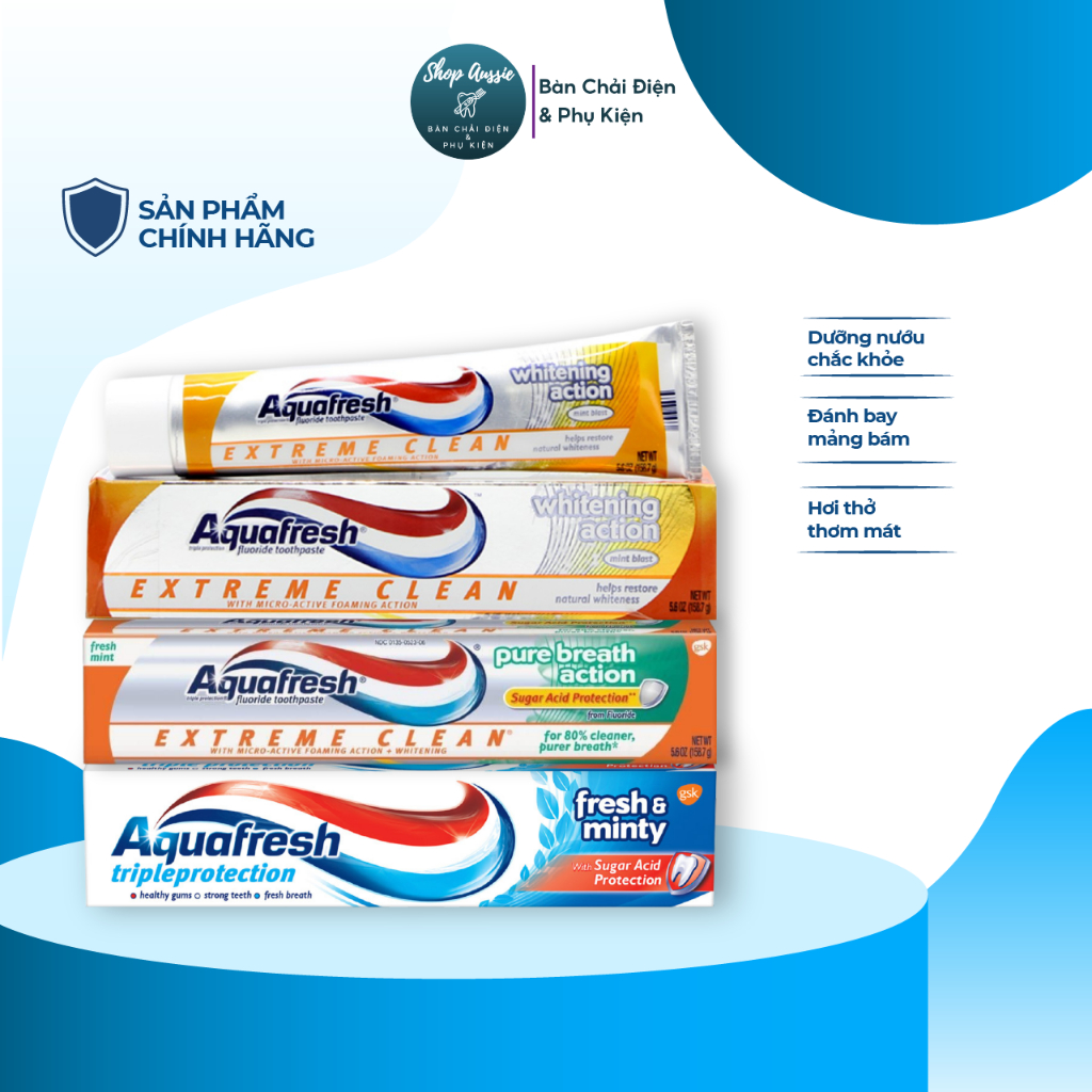 Kem Đánh Răng Aquafresh - Đánh Bay Mảng Bám, Dưỡng Nướu Chắc Khỏe, Hơi Thở Thơm Mát | Shopee ...