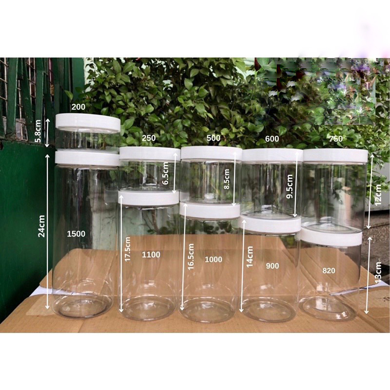 Combo 10 hộp nhựa, hũ nhựa pet 500ml, 800ml, 1000ml, 1200ml, 1500ml nắp trắng | Shopee Việt Nam