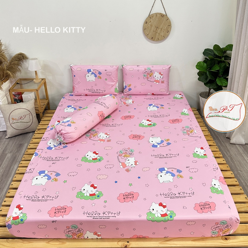(Mẫu Hello Kitty) Ga Chống Thấm Cao Cấp PT Lụa Organic Mềm Mịn Mát Cho ...