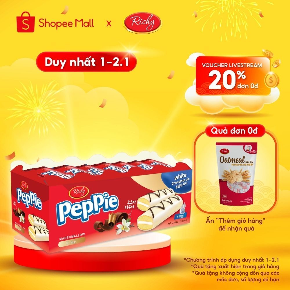 Bánh Peppie Richy khay 360g vị Vani | Shopee Việt Nam