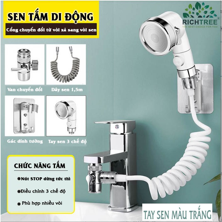 Vòi sen tắm tăng áp Richtree có lõi lọc, có khớp chuyển đổi sang chế độ ...
