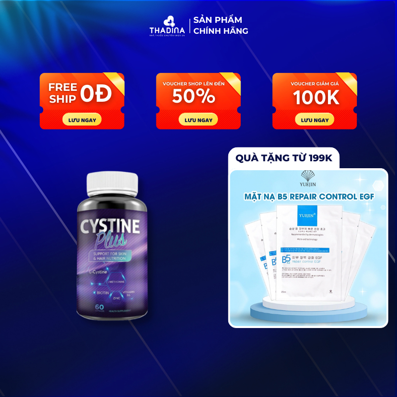 [CHÍNH HÃNG] Cystine Plus Viên uống giảm mụn, ngăn rụng tóc và giảm sắc ...