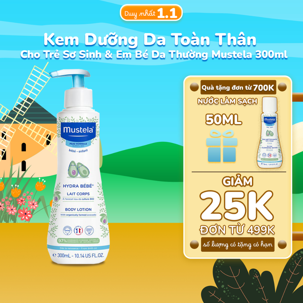Kem Dưỡng Da Toàn Thân Cho Trẻ Sơ Sinh & Em Bé Da Thường Mustela 300ml ...