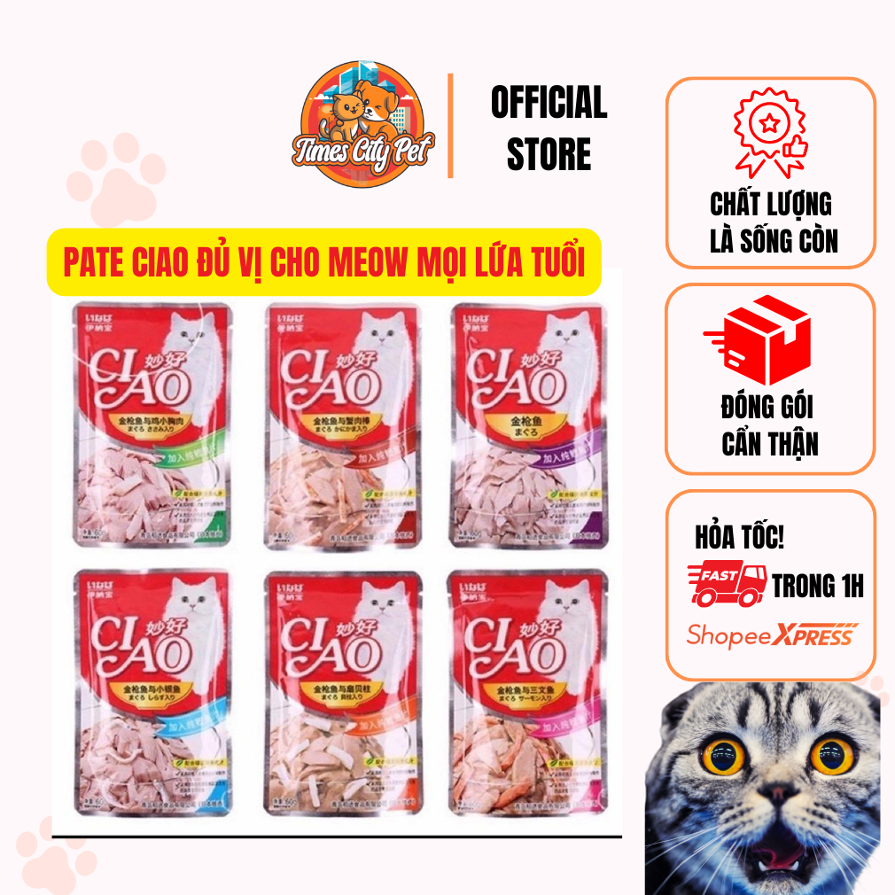 Pate ciao 60g cho mèo con, mèo lớn thịt nhuyễn hấp dẫn đủ vị | Shopee Việt Nam