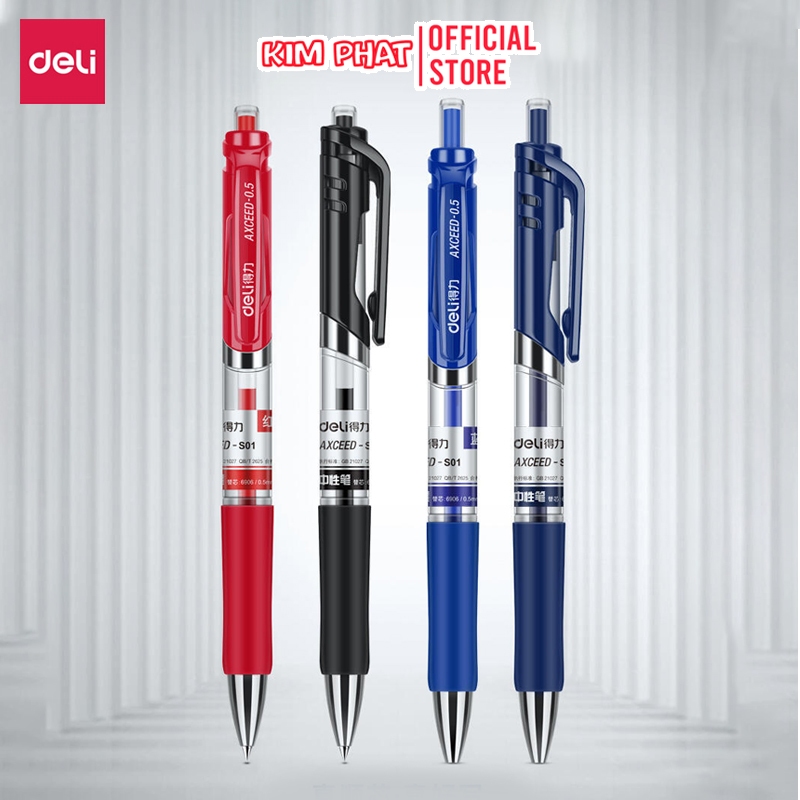 Bút Bi Gel Bấm 0.5mm Mực Nước Deli S01 Nhanh Khô / Ngòi Thay Thế S206 (1 Cây) | Shopee Việt Nam