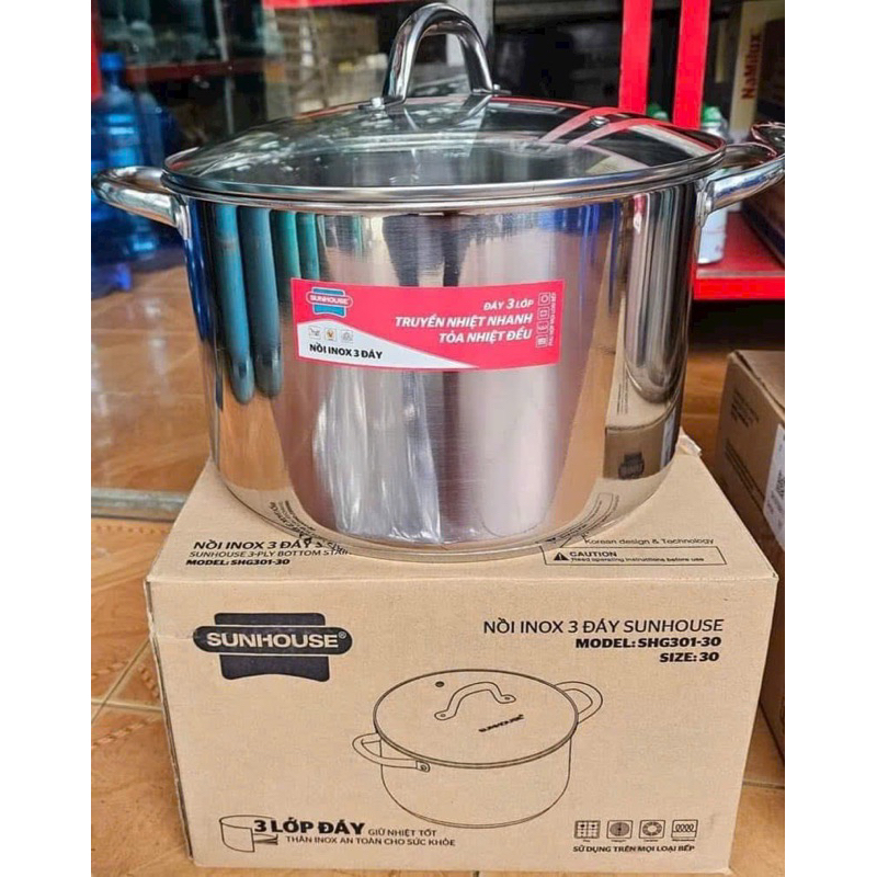 NỒI LUỘC GÀ INOX 3 ĐÁY SUNHOUSE SIZE 28,30,32CM DÙNG ĐƯỢC MỌI LOẠI BẾP | Shopee Việt Nam
