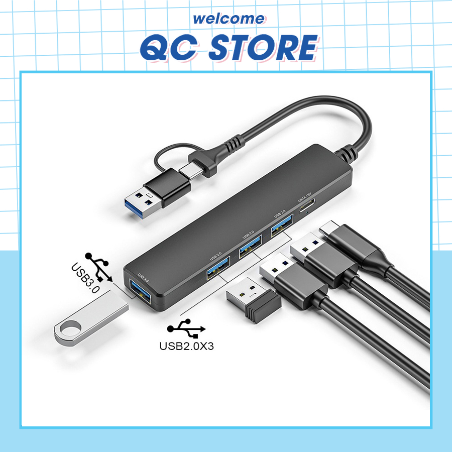 Hub type C USB 3.0 2.0 6 in 1 cổng chuyển đổi đa năng cho pc, laptop ...