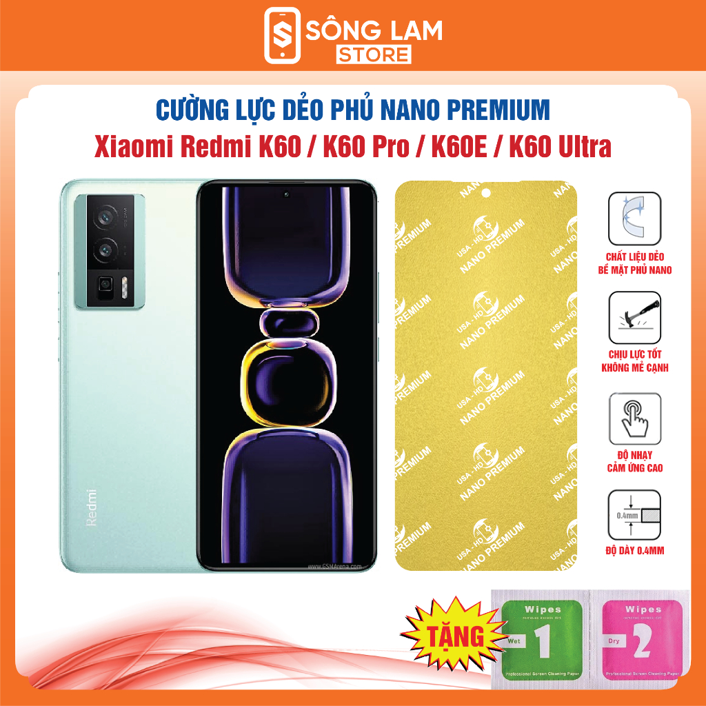 Cường lực Xiaomi Redmi K60 / K60 Pro / K60E / K60 Ultra dẻo phủ Nano Premium chống xước bảo vệ ...