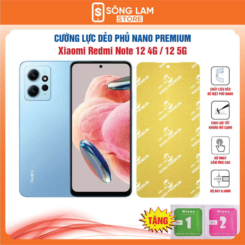 Cường lực Xiaomi Redmi Note 12 dẻo phủ Nano Premium chống xước bảo vệ ...
