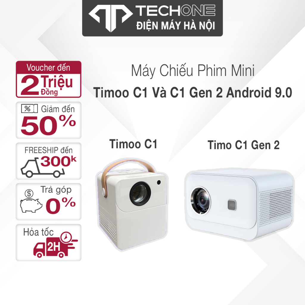Máy Chiếu Phim TIMOO-C1 và Timoo C1 Gen 2 Full HD Android 9.0 Độ Sáng ...