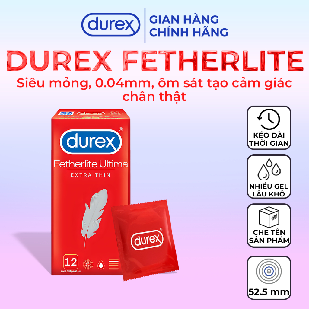 [CHE TÊN] Bao Cao Su Durex Siêu Mỏng Fetherlite Ultima, Mỏng Như Không ...