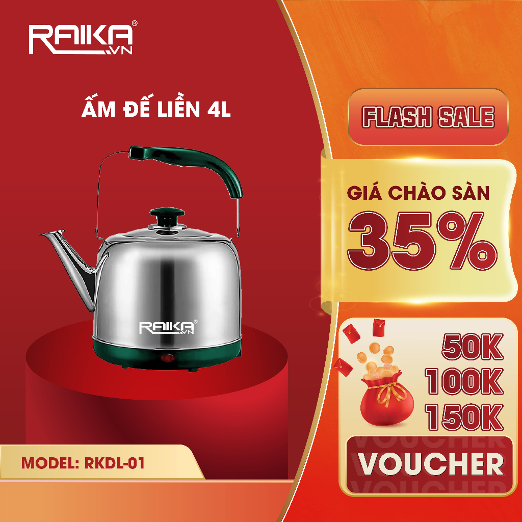 RAIKA 5000ml-4000ml Ấm Đế Liền Siêu Tốc Inox 1500W, Tự Ngắt, Có Còi Báo ...