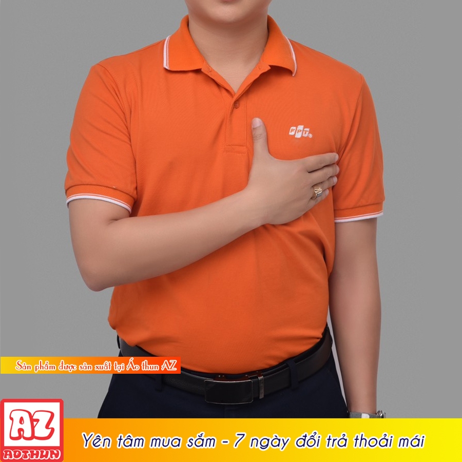 Áo thun đồng phục công ty FPT telecom (logo thêu) CSM Cam AT53 | Shopee ...
